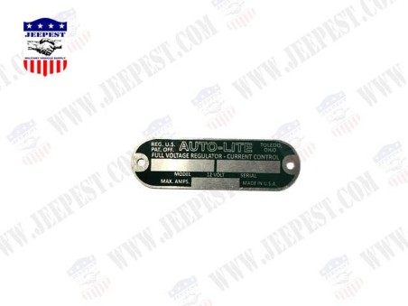 PLAQUE IDENTIFICATION REGUL AUTOLITE 12 VOLTS